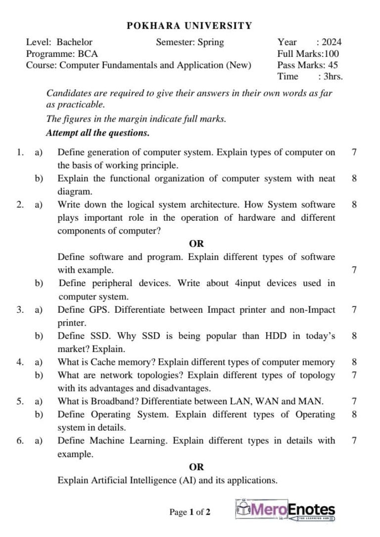 PU BCA 1st Sem Computer Fundamental & Application Question paper - Mero ...