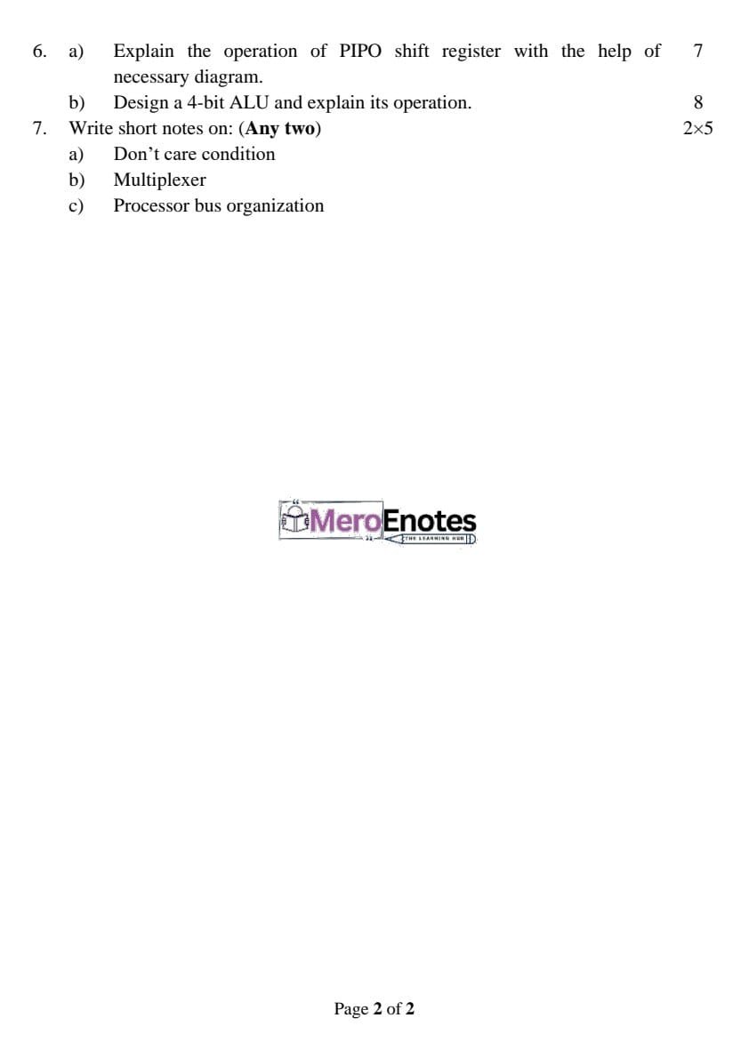 PU BCA 1st Sem Digital Logic System Question Paper - Mero Enotes