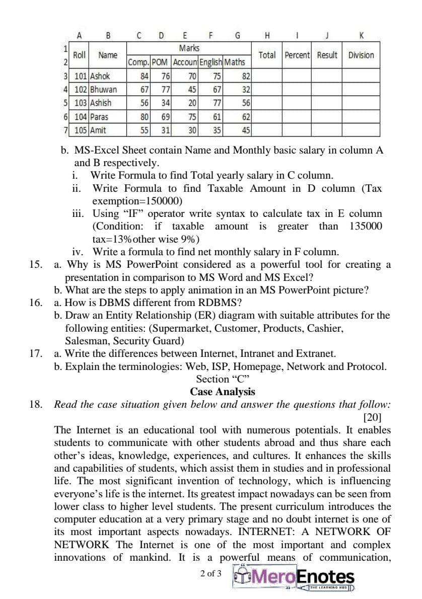 BBA BBA-IT and BHCM 1 Sem and IT For Business Question Paper PU - Mero ...