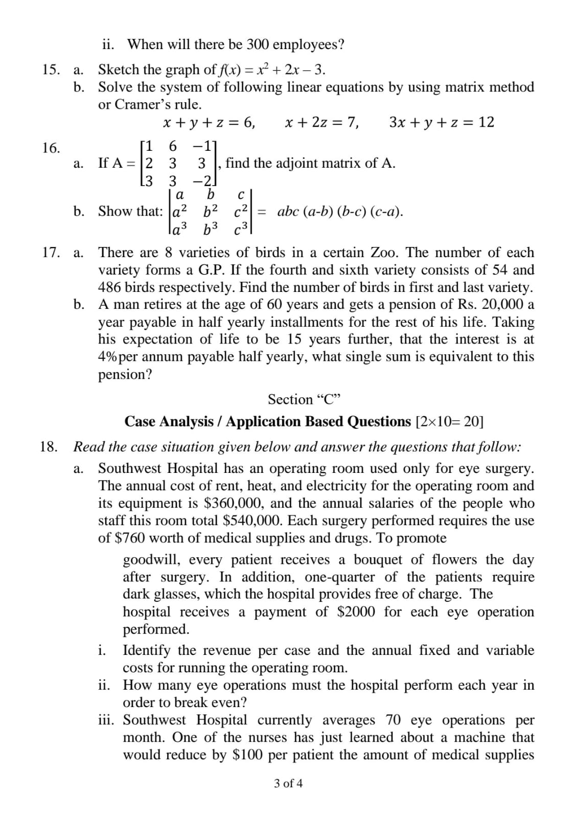 BBA BBA-BI BBA-IT PU Business Mathematics I Question Paper 1st Sem ...
