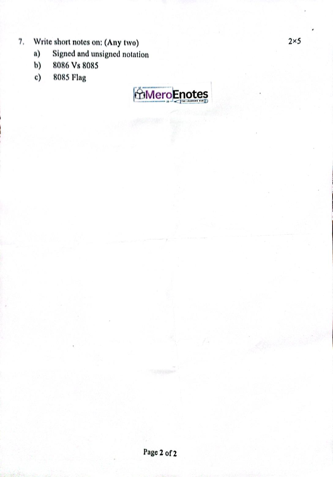 PU BCA Microprocessor and Computer Architecture Question paper 2nd ...