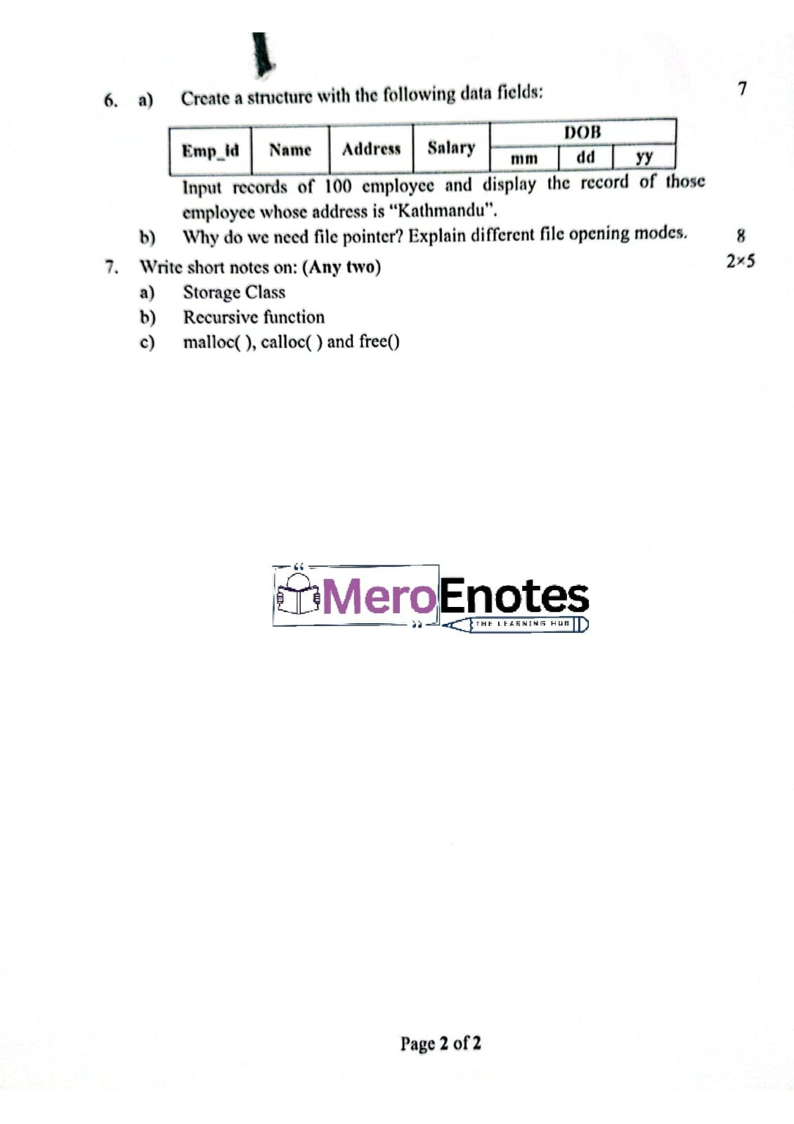 PU BE Computer Programming In C Question paper 1st Semester - Mero Enotes