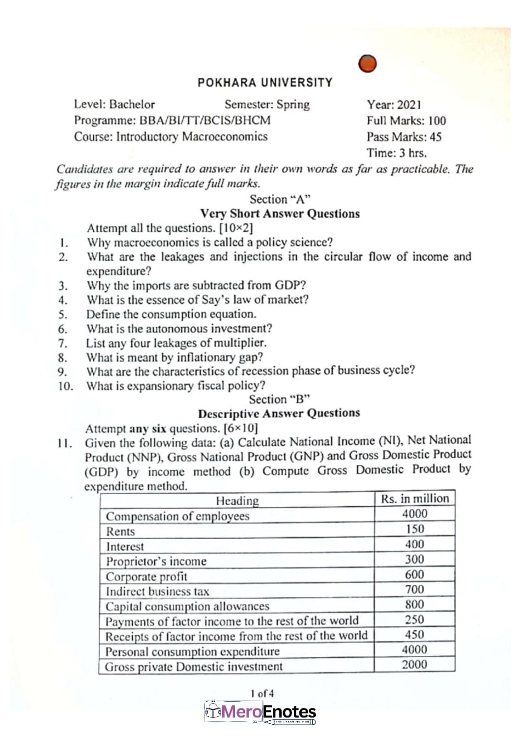 PU BBA BBA-IT BBA-TT BCIS BHCM Introductory Macroeconomics Question ...