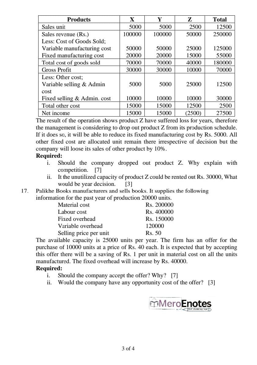 PU BBA BBA-BI Basic of Managerial Accounting Question Paper - Mero Enotes