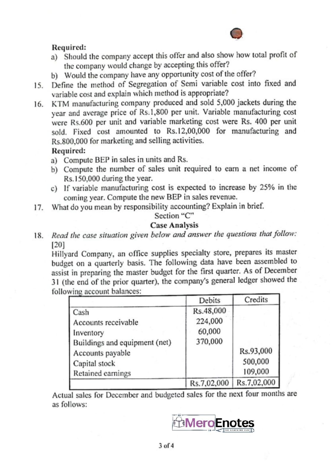 PU BBA BBA-BI Basic of Managerial Accounting Question Paper - Mero Enotes