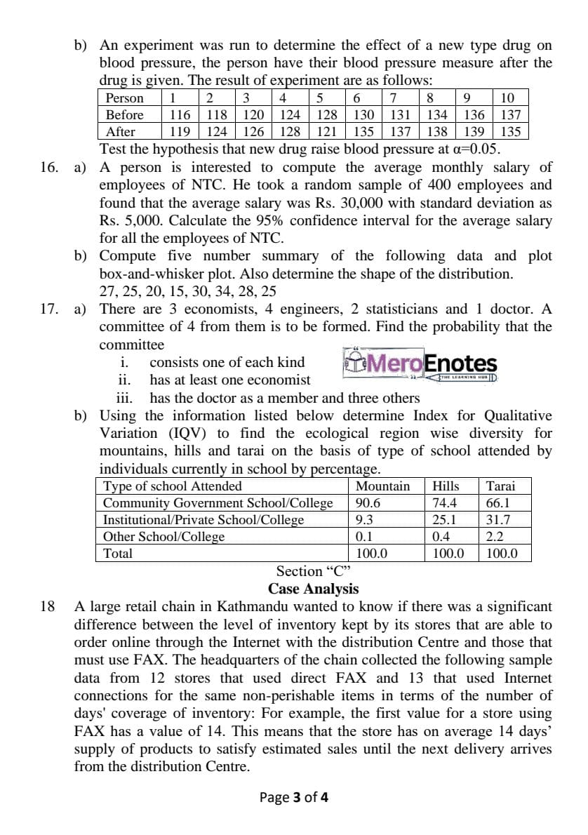 PU BBA BBA-BI BBA-TT BCIS Business Statistics Question Paper 3rd ...