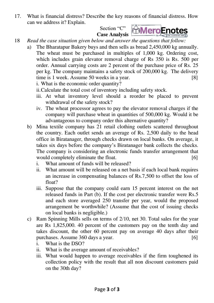 PU BBA BBA-BI BBA-TT Financial Management Question Paper - Mero Enotes