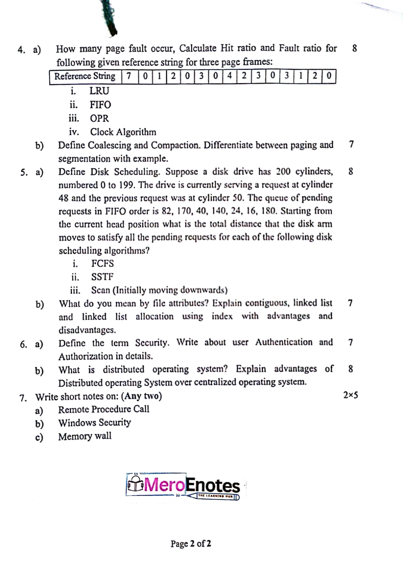 Pokhara University PU BCA Operating System Question Paper 3rd Semester ...