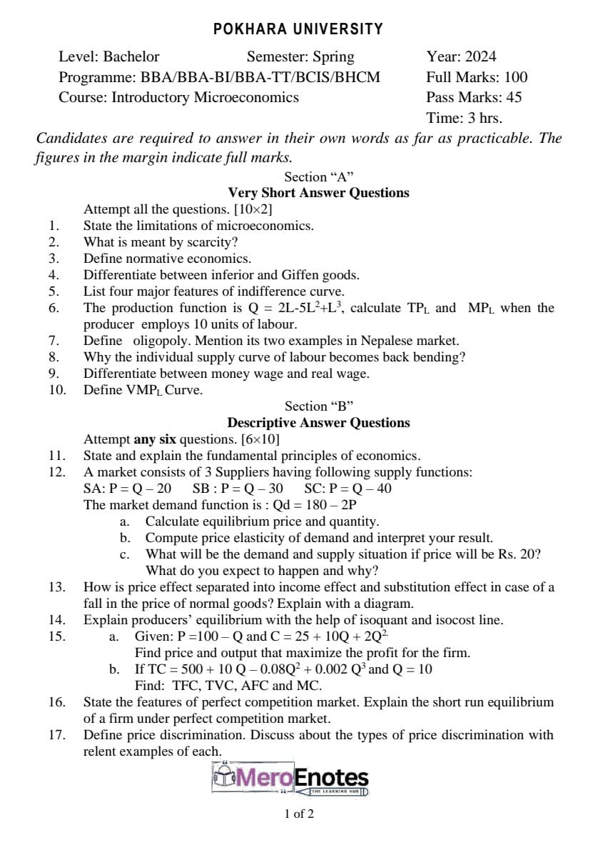 PU BBA BBA-IT BBA-TT BCIS BHCM Introductory Macroeconomics Question ...