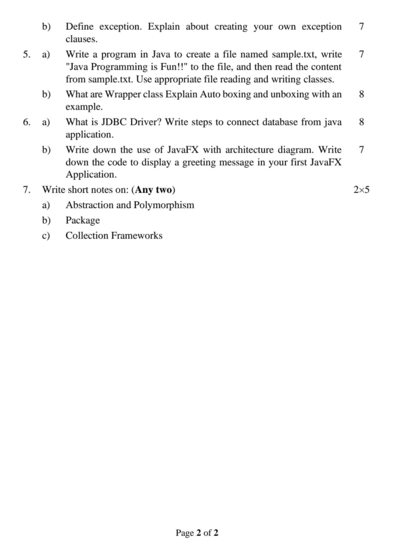Pokhara University PU BCA JAVA Programming Question Paper 3rd Semester ...