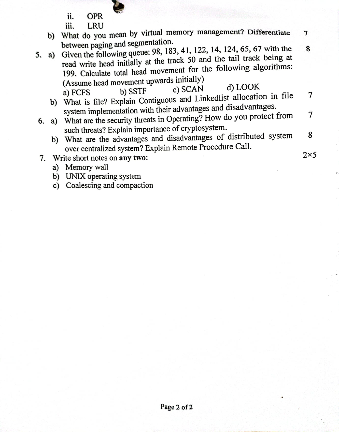 Pokhara University PU BCA Operating System Question Paper 3rd Semester ...
