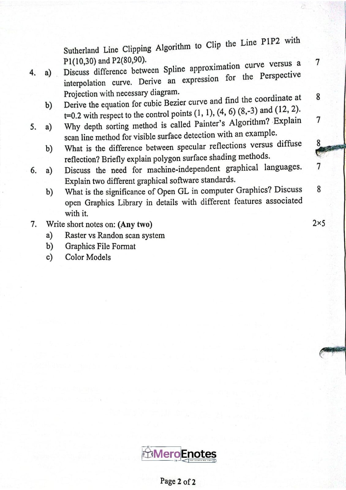 PU BE Computer Computer Graphics Question paper 3rd Sem - Mero Enotes