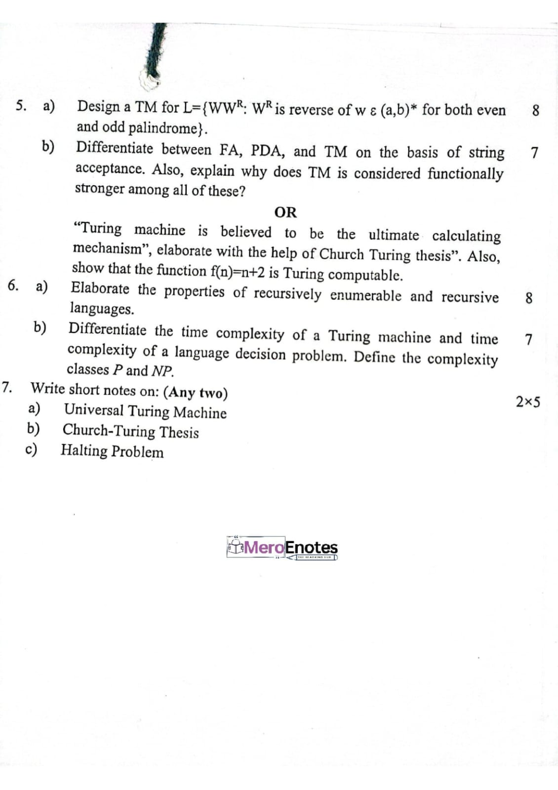 PU BE Computer Theory of Computation Question paper 4th Sem - Mero Enotes