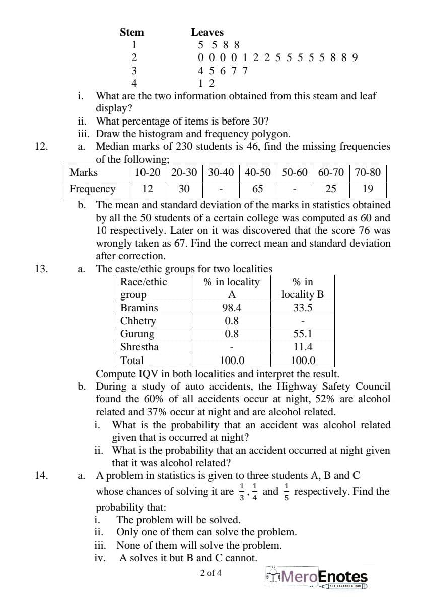 PU BBA BBA-BI BBA-TT BCIS Business Statistics Question Paper 3rd ...