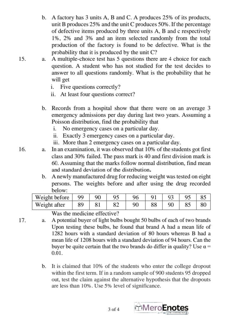 PU BBA BBA-BI BBA-TT BCIS Business Statistics Question Paper 3rd ...