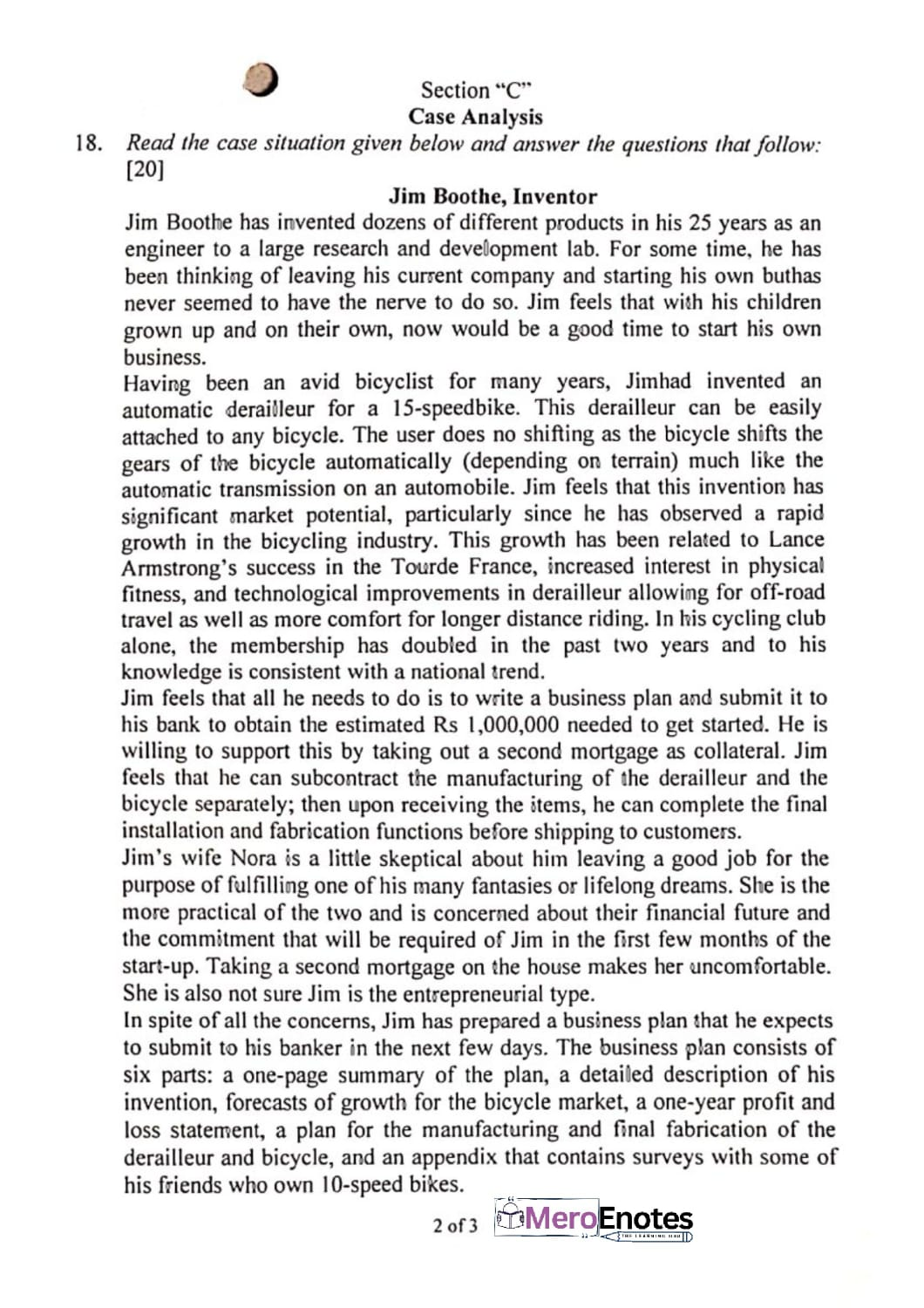 PU BBA Fundamentals of Entrepreneurship Question paper 7th Semester ...