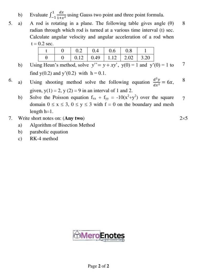 Pokhara University PU BCA Numerical Methods Question Paper 4th Semester ...