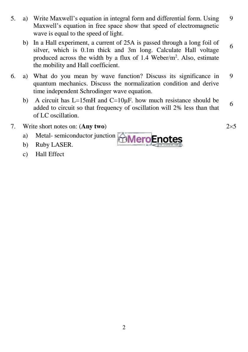 Pokhara University PU BE Civil Applied Physics Question Paper 1 ...