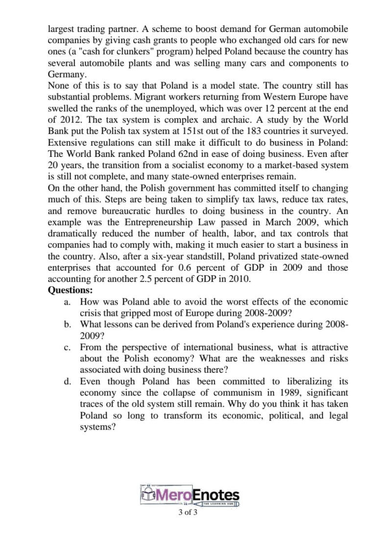 PU BBA Introduction to international Business Question paper 8th ...