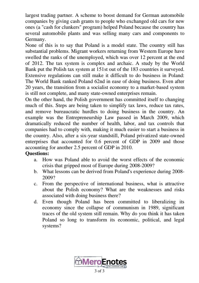 PU BBA Introduction to international Business Question paper 8th ...