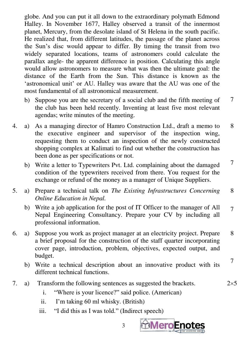 Pokhara University PU BE Civil Communication Technique Question Paper ...