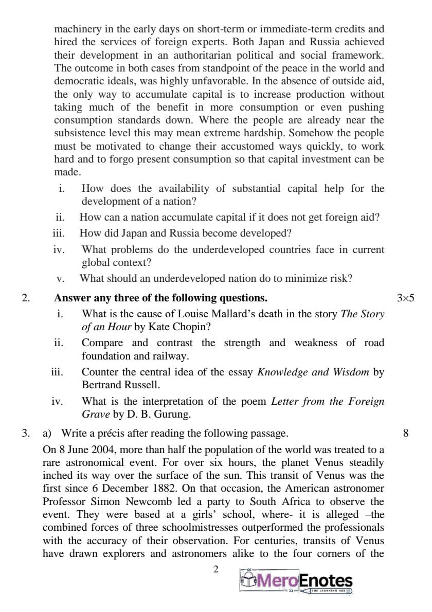 Pokhara University PU BE Civil Communication Technique Question Paper ...